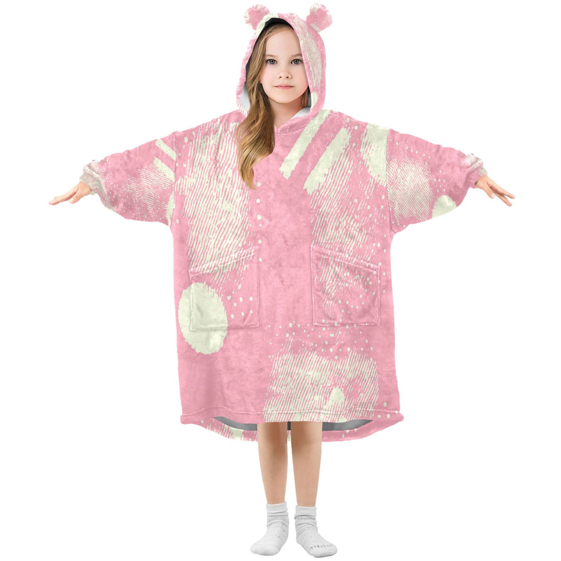 Abstract Pink Texture Wearable Blankets Hoodie Oversize Sherpa Wearable ...