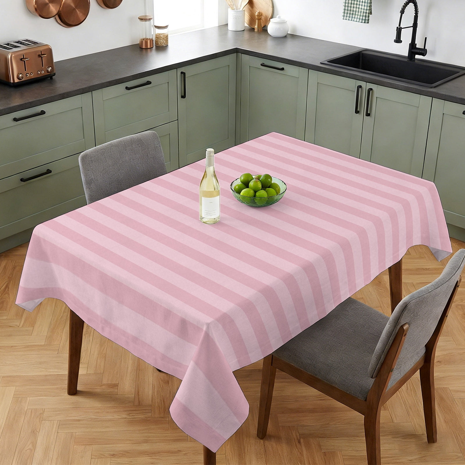 Abstract Pink Vertical Stripes Table Cloth 52x70in, Waterproof ...
