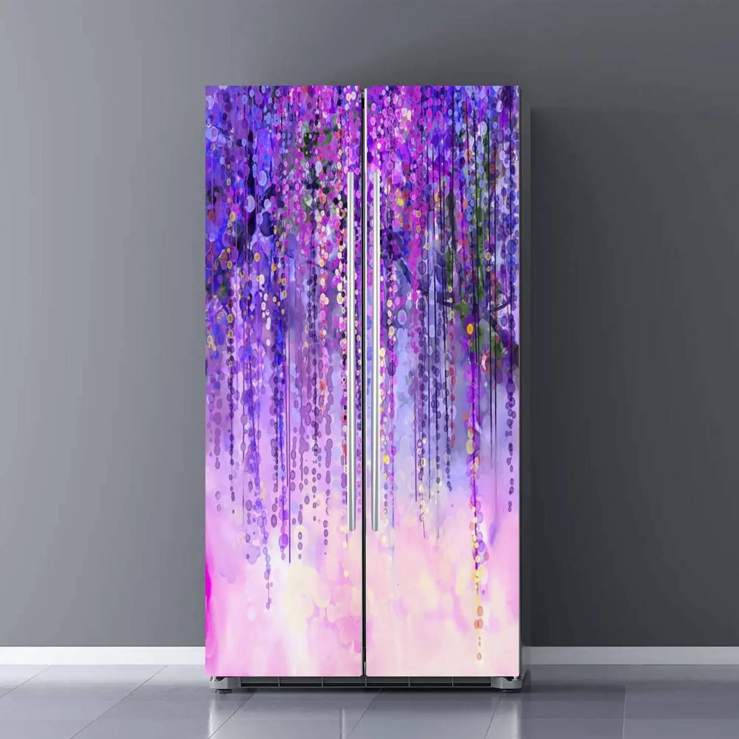 Abstract Pink Violet Refrigerator Sticker Self Adhesive Watercolor ...