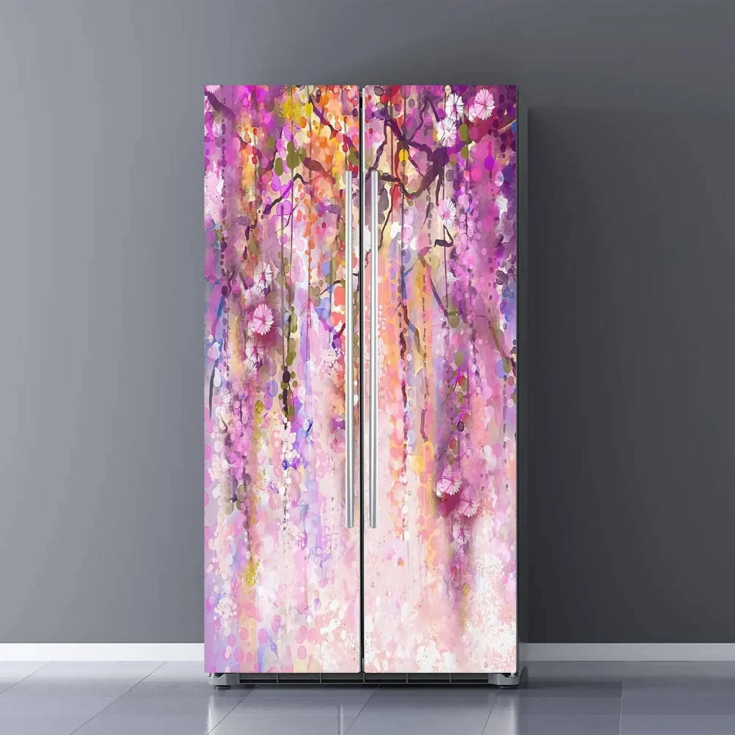 Abstract Pink Violet Refrigerator Sticker Self Adhesive Watercolor ...