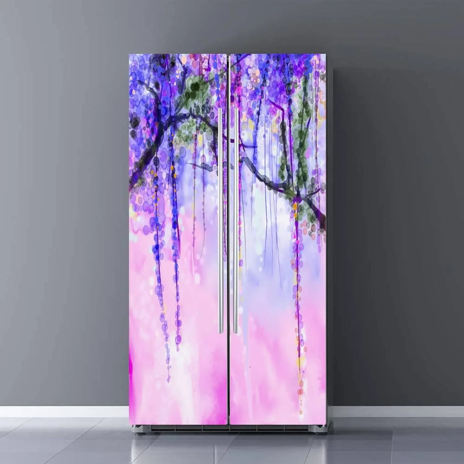 Abstract Pink Violet Refrigerator Sticker Self Adhesive Watercolor ...