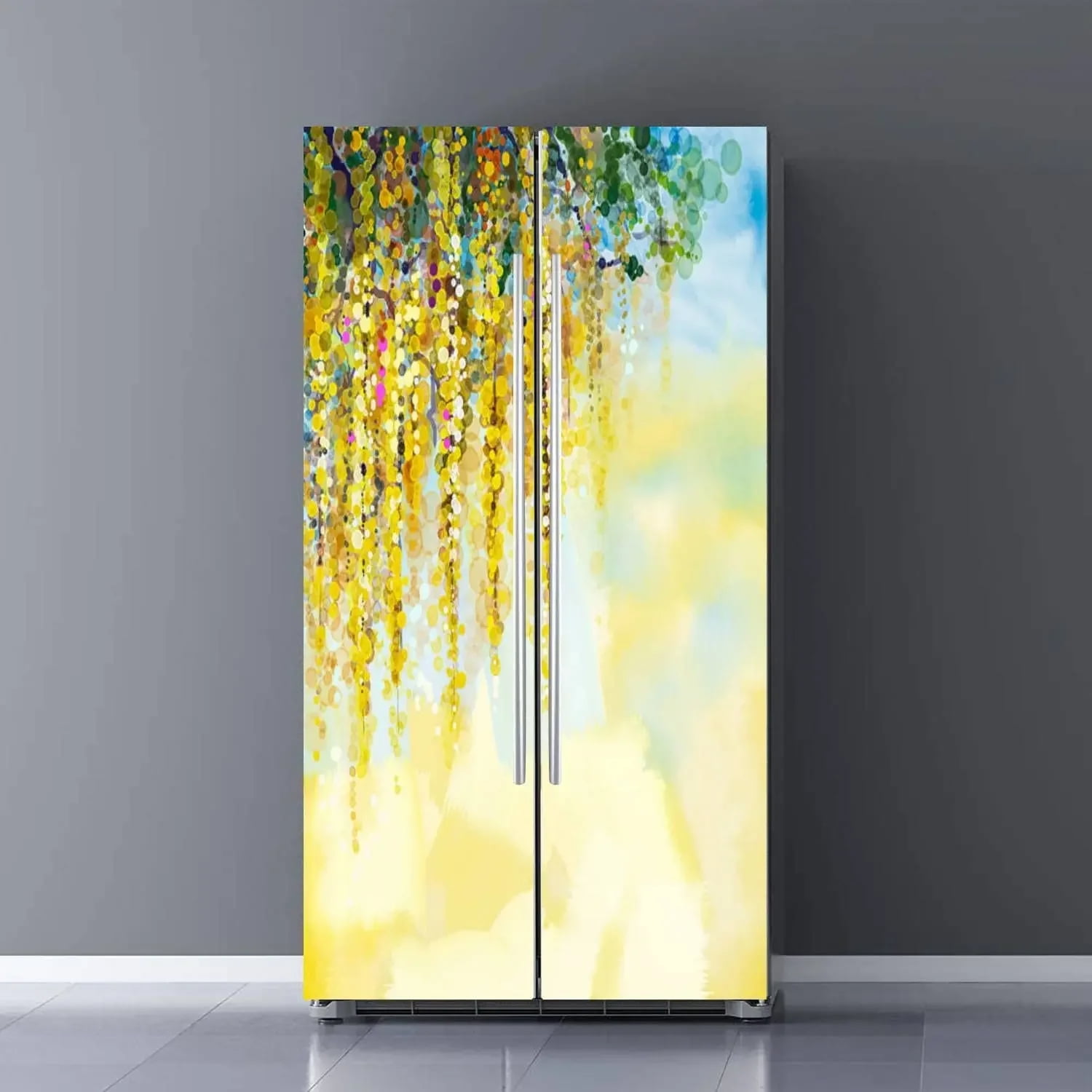 Abstract Pink Violet Refrigerator Sticker Self Adhesive Watercolor ...