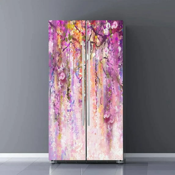 Abstract Pink Violet Refrigerator Sticker Self Adhesive Watercolor ...
