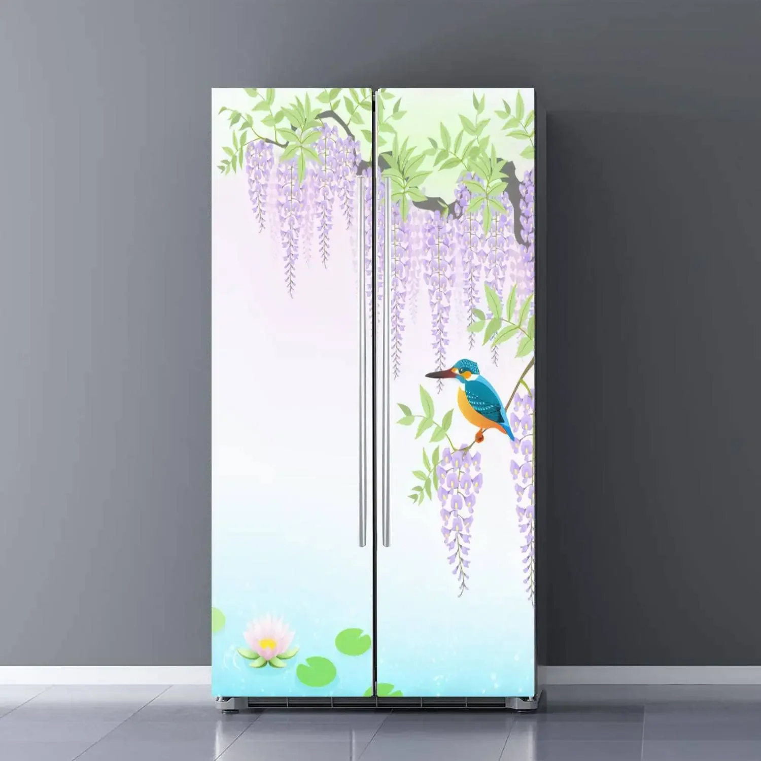 Abstract Pink Violet Refrigerator Sticker Self Adhesive Watercolor ...