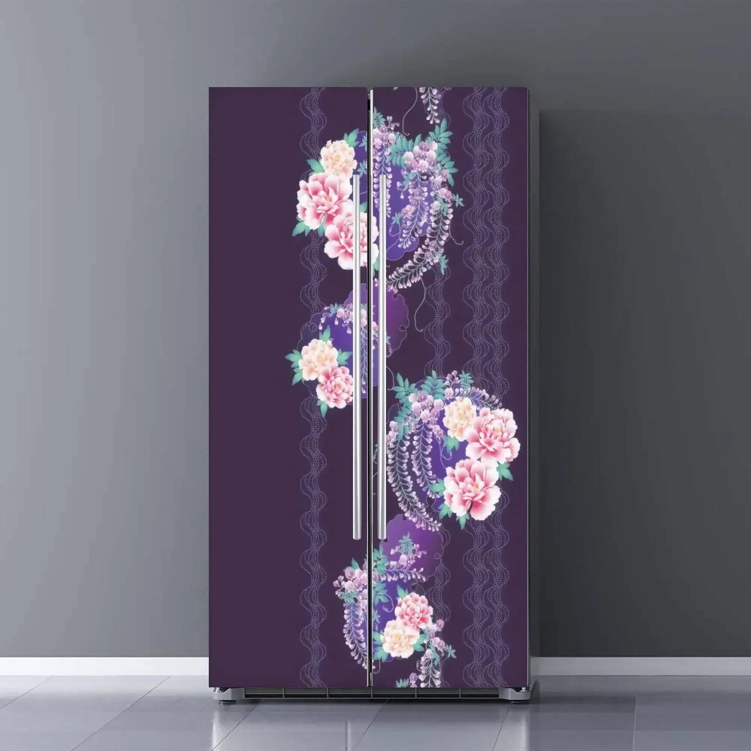 Abstract Pink Violet Refrigerator Sticker Self Adhesive Watercolor ...