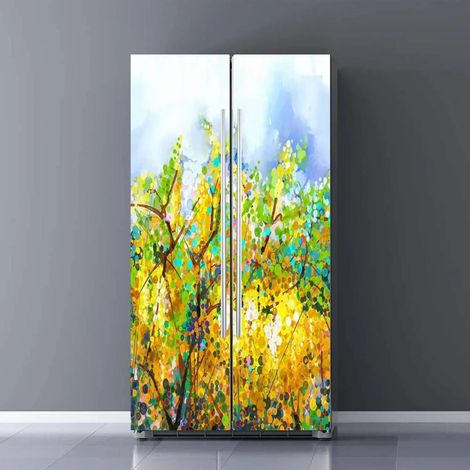 Abstract Pink Violet Refrigerator Sticker Self Adhesive Watercolor ...