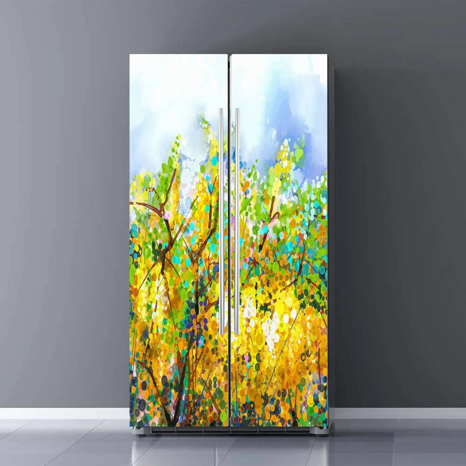 Abstract Pink Violet Refrigerator Wrap Self Adhesive Watercolor ...