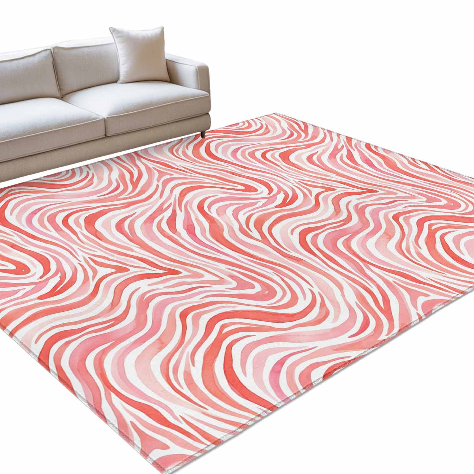 Abstract Pink Waves Area Rugs 3x5ft Art Boho Marble Swirls Rhythmic ...
