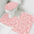 Abstract Pink Waves Bathroom Rugs Set Art Boho Marble Swirls Rhythmic ...