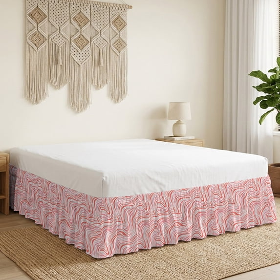 Abstract Pink Waves Bed Skirt California King Size 18 Inch Drop, Art ...