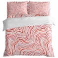 Abstract Pink Waves Duvet Cover Set King Size, Art Boho Marble Swirls ...