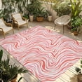 Abstract Pink Waves Outdoor Rug, Art Boho Marble Swirls Rhythmic Curves ...