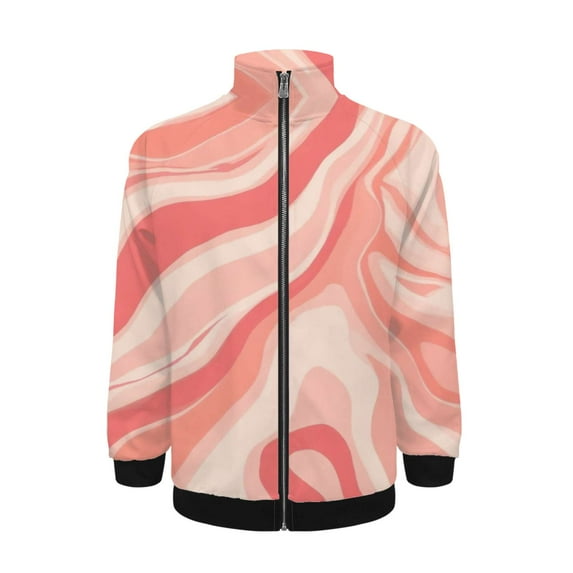 Abstract Pink Wavy Design Jacket Men's Street Cool Long Sleeves Coat ...