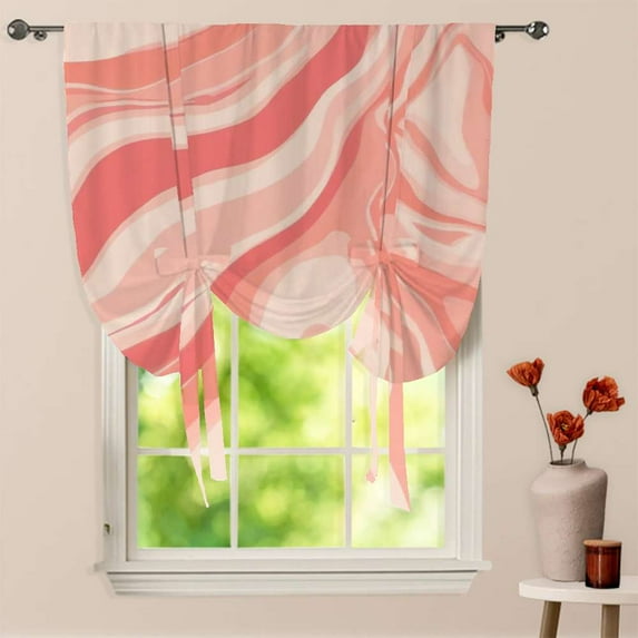 Abstract Pink Wavy Design Window Curtain for Living Room Roman Curtain ...
