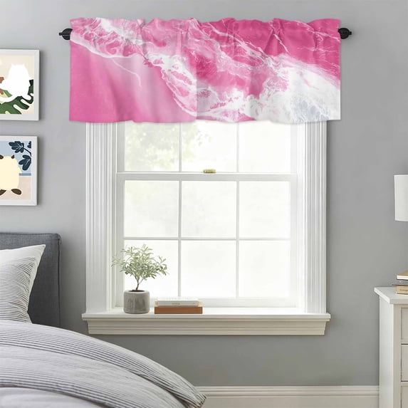 Abstract Pink White Ocean Wave Valances for Windows,Kitchen Valance Rod ...