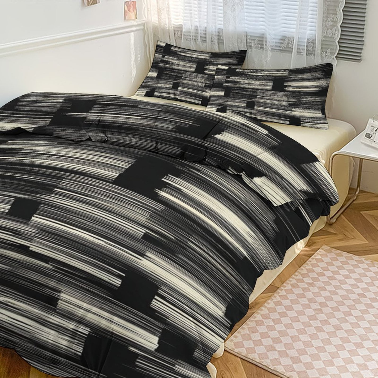 Abstract Pixel Art Print 79"x90" 3 Pcs Soft Bedding Set, Includes Duvet ...