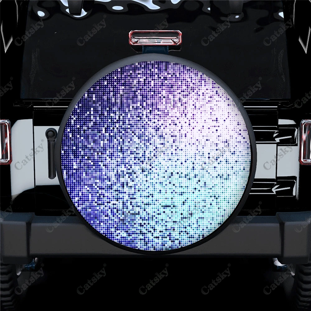 Abstract Pixel Matrix Polyester Universal Spare Wheel Tire Cover Custom ...
