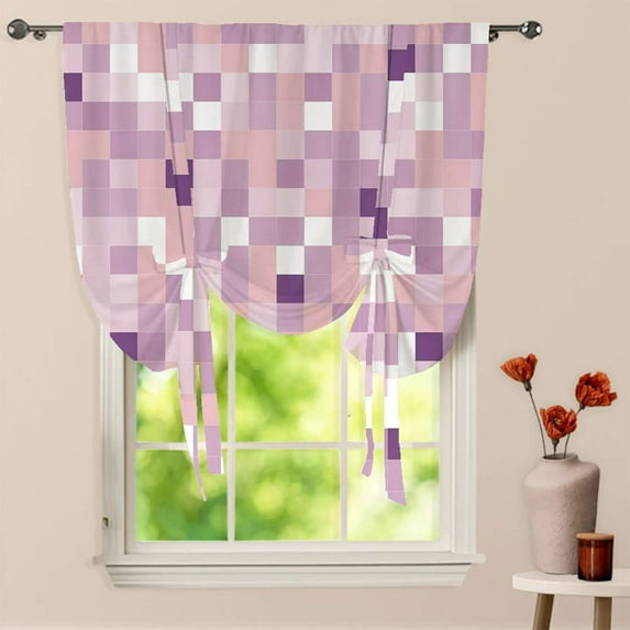 Abstract Pixelated Pink Purple Pattern Window Curtain for Living Room ...