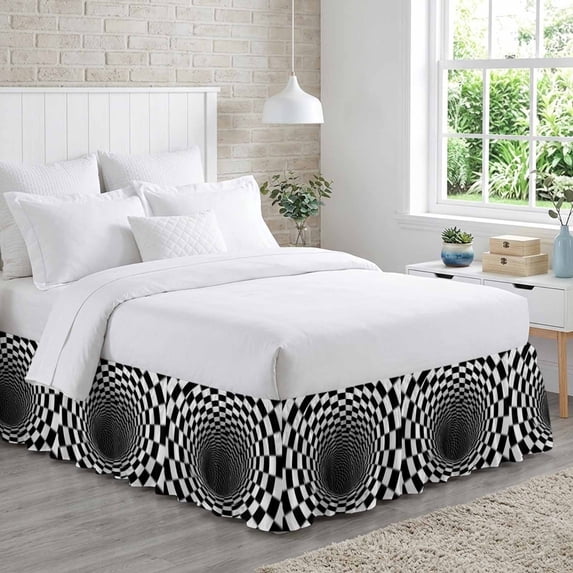 Abstract Plaid Bed Skirt King Size 18 Inch Drop, 3D Twisted Abstract ...