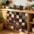Abstract Plaid Cabinet Curtains 35" W x 35" L Dark Brown Checkerboard ...