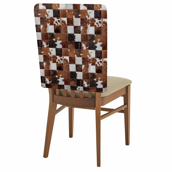 Abstract Plaid Chair Back Covers Set of 6, Dark Brown Checkerboard ...