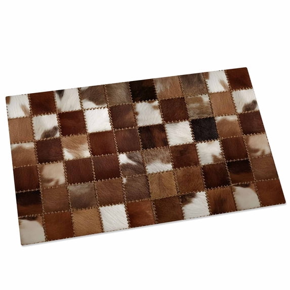 Abstract Plaid Door Mat 18x30 Inch Dark Brown Checkerboard Stitching ...