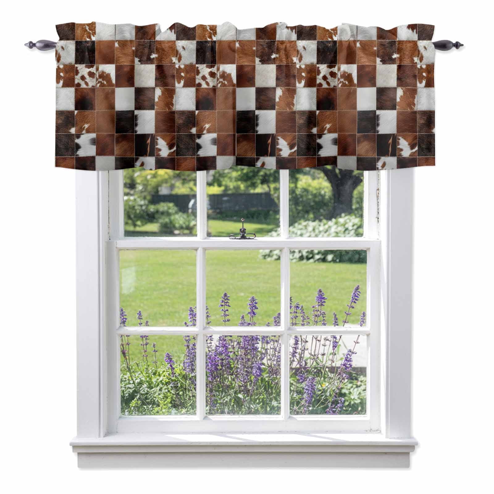 Abstract Plaid Valances for Windows Dark Brown Checkerboard Texture ...