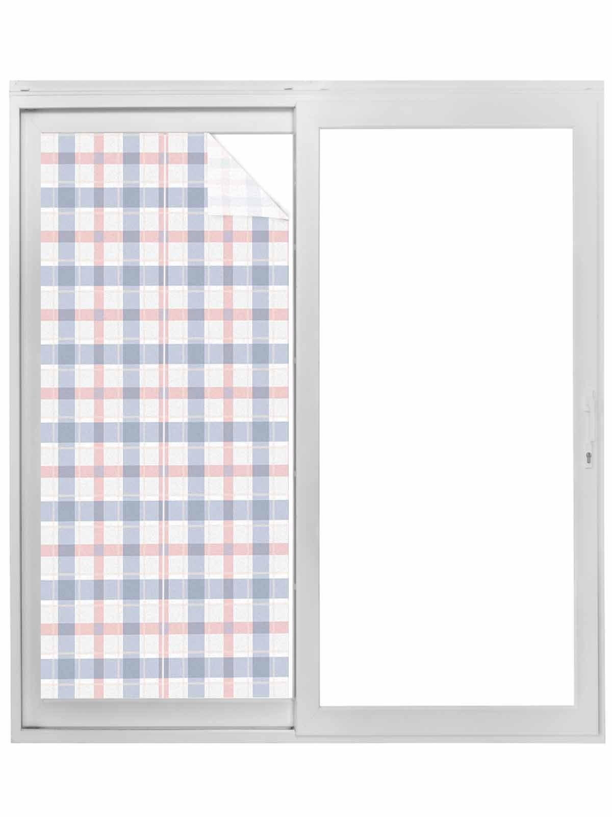 Abstract Plaid, Window Privacy Film, Minimalistic Multi Colors Country ...