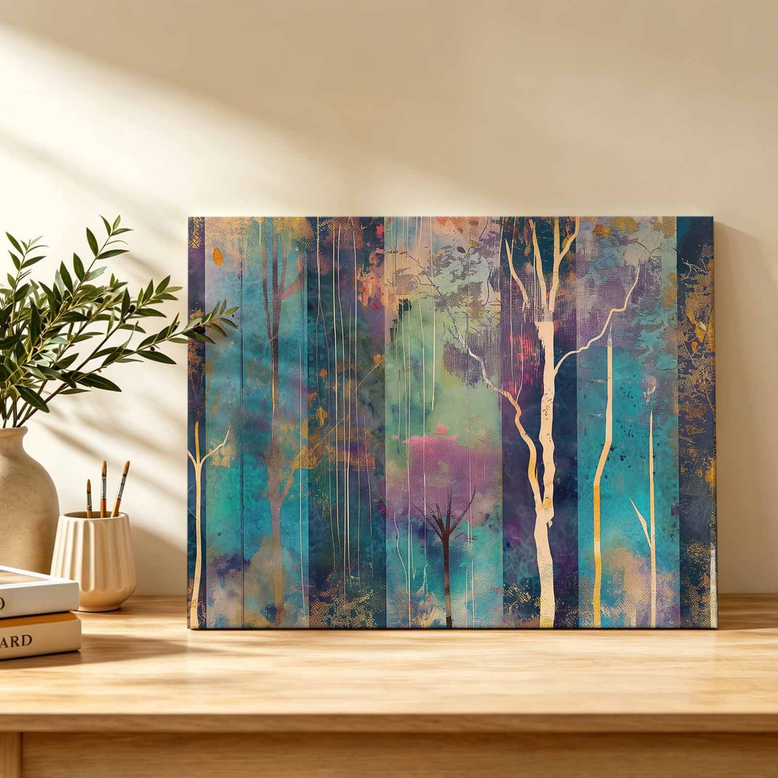 Abstract Plant Canvas Wall Art, Trees Forest Oil Painting Wall Art ...