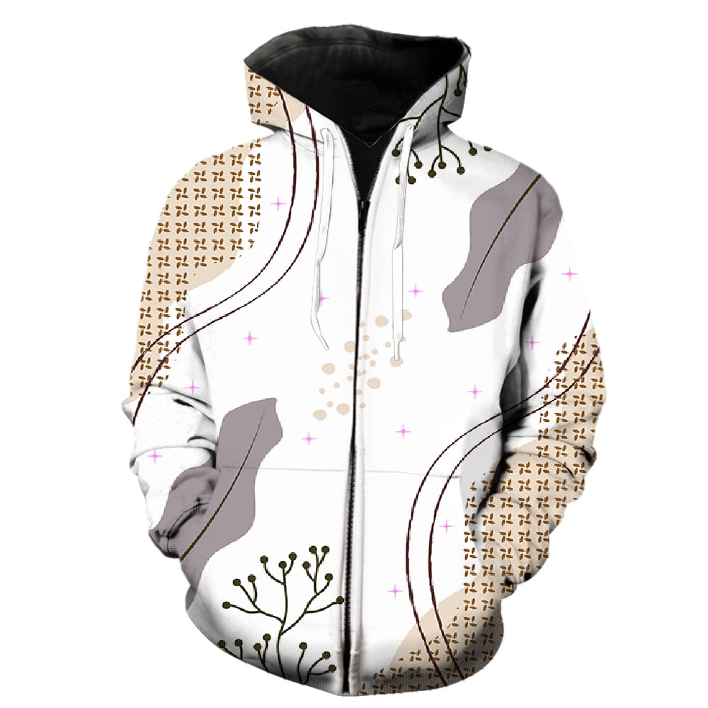 Abstract Plant Leaves Men's Zipper Hoodie Funny Tops Spring With Hood ...