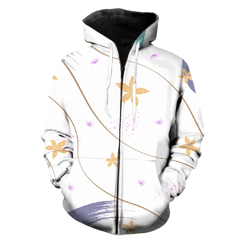 Abstract Plant Leaves Men's Zipper Hoodie Oversized Cool With Hood ...