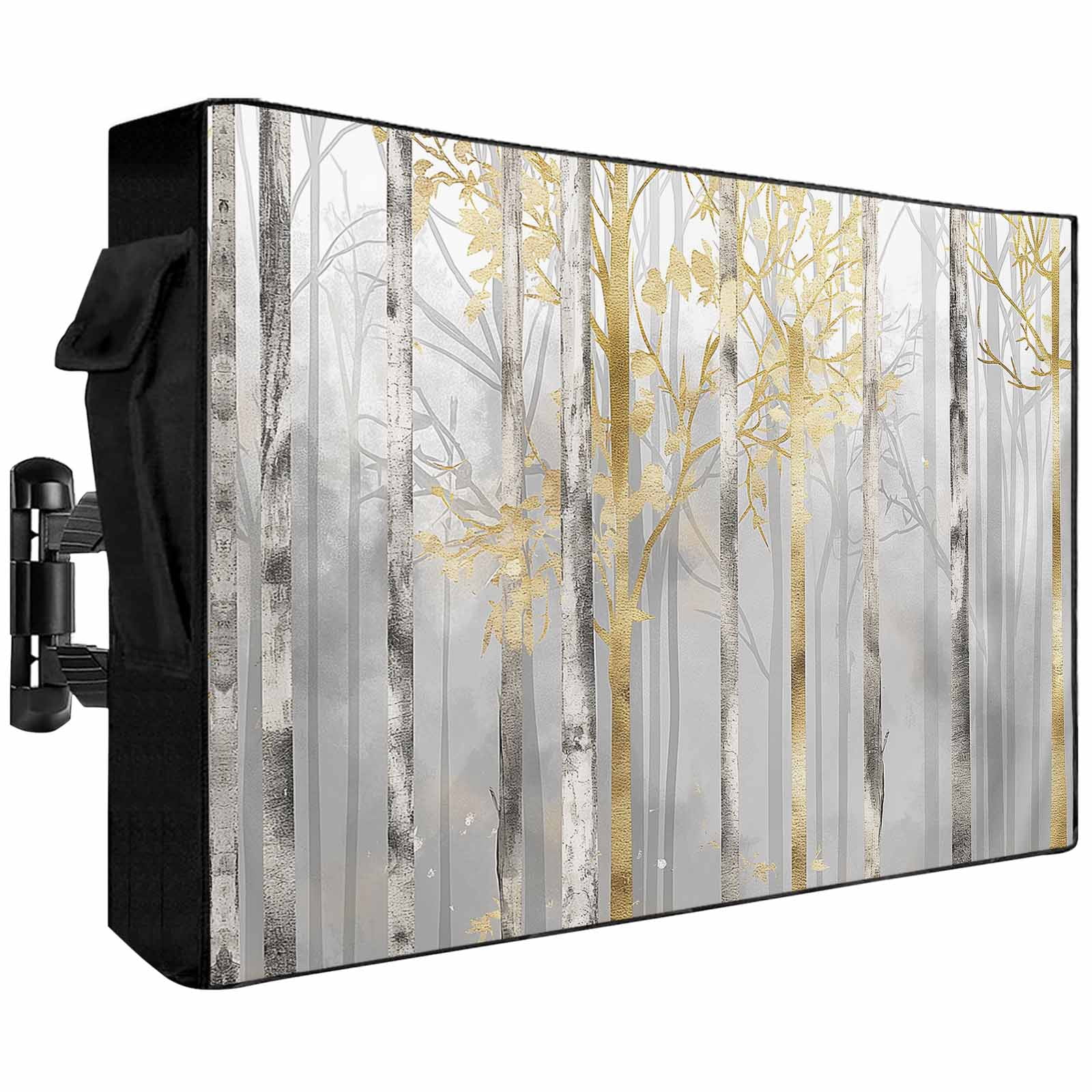 Abstract Plant Outdoor TV Cover 60 to 65 inch Trees Forest Gold Oil ...