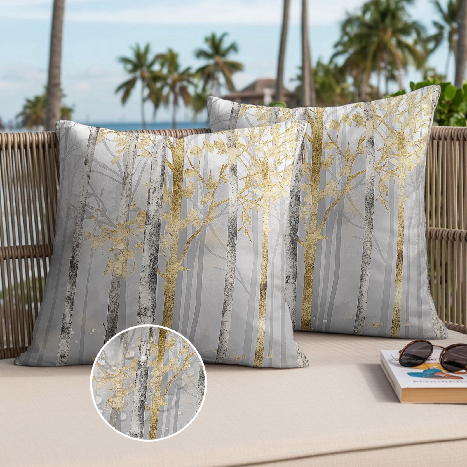 Abstract Plant Outdoor Waterproof Throw Pillow Covers Set of 2, 20"x20 ...