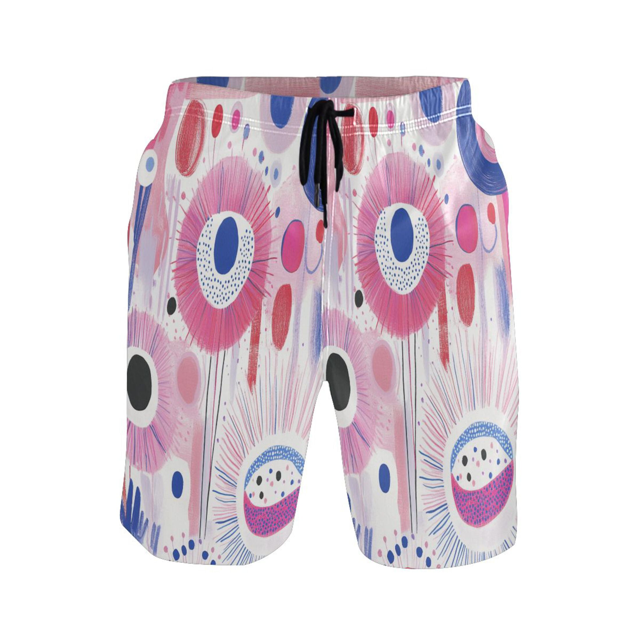 Abstract Plant Pattern Small Size Men's Lightweight Beach Shorts with ...