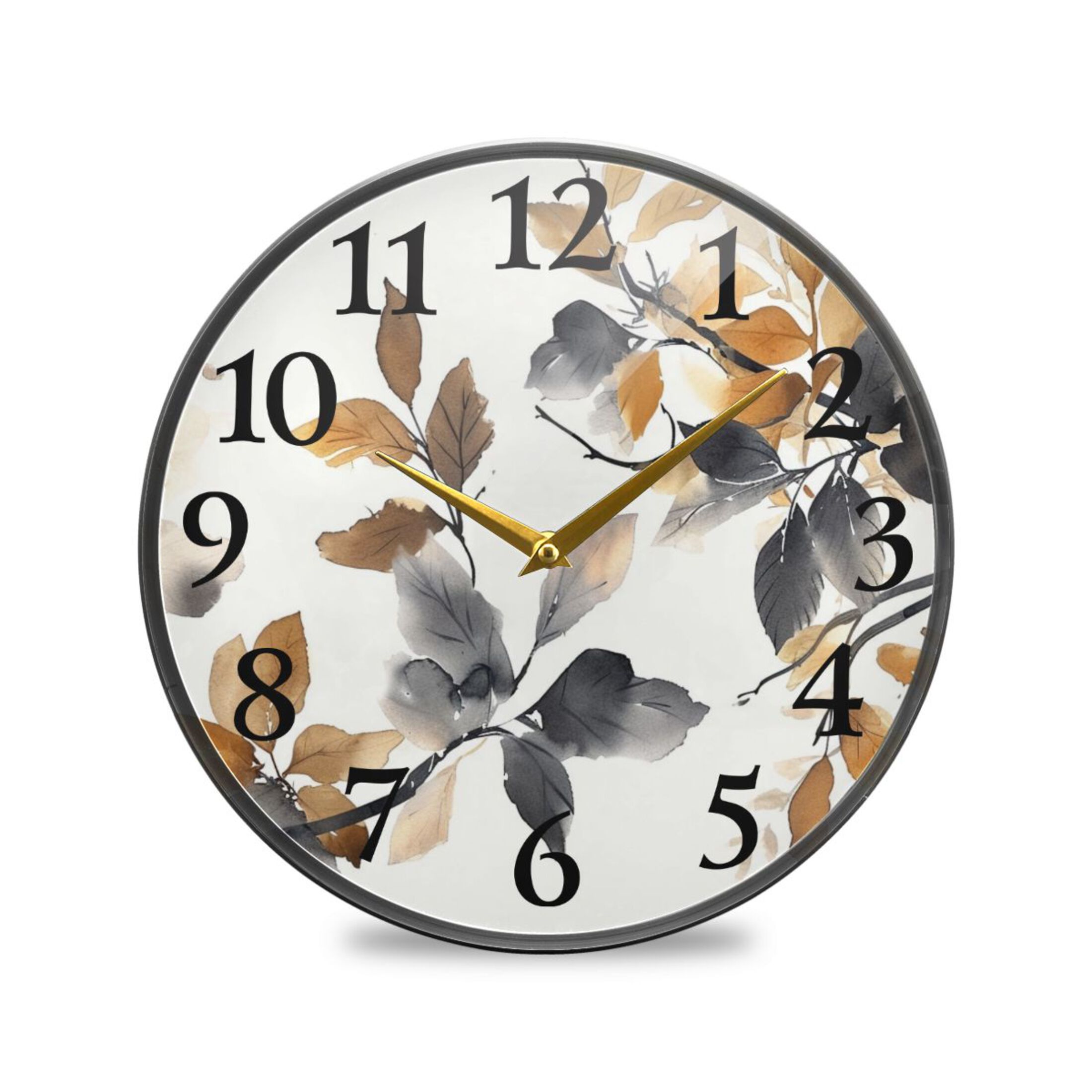 Abstract Plant Wall Clocks Battery Operated 11.9 Inch Round Clock ...