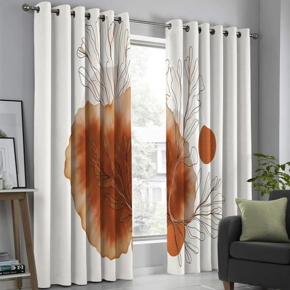 Abstract Plants Blackout Curtains For Bedroom Living Room Beige ...
