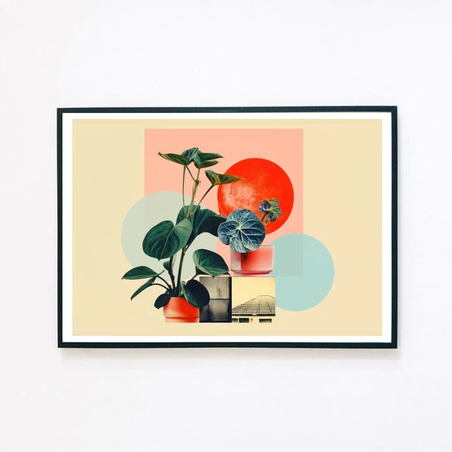 Abstract Plants Botanical Surreal Retro Illustration A5 Wall Decor Art ...