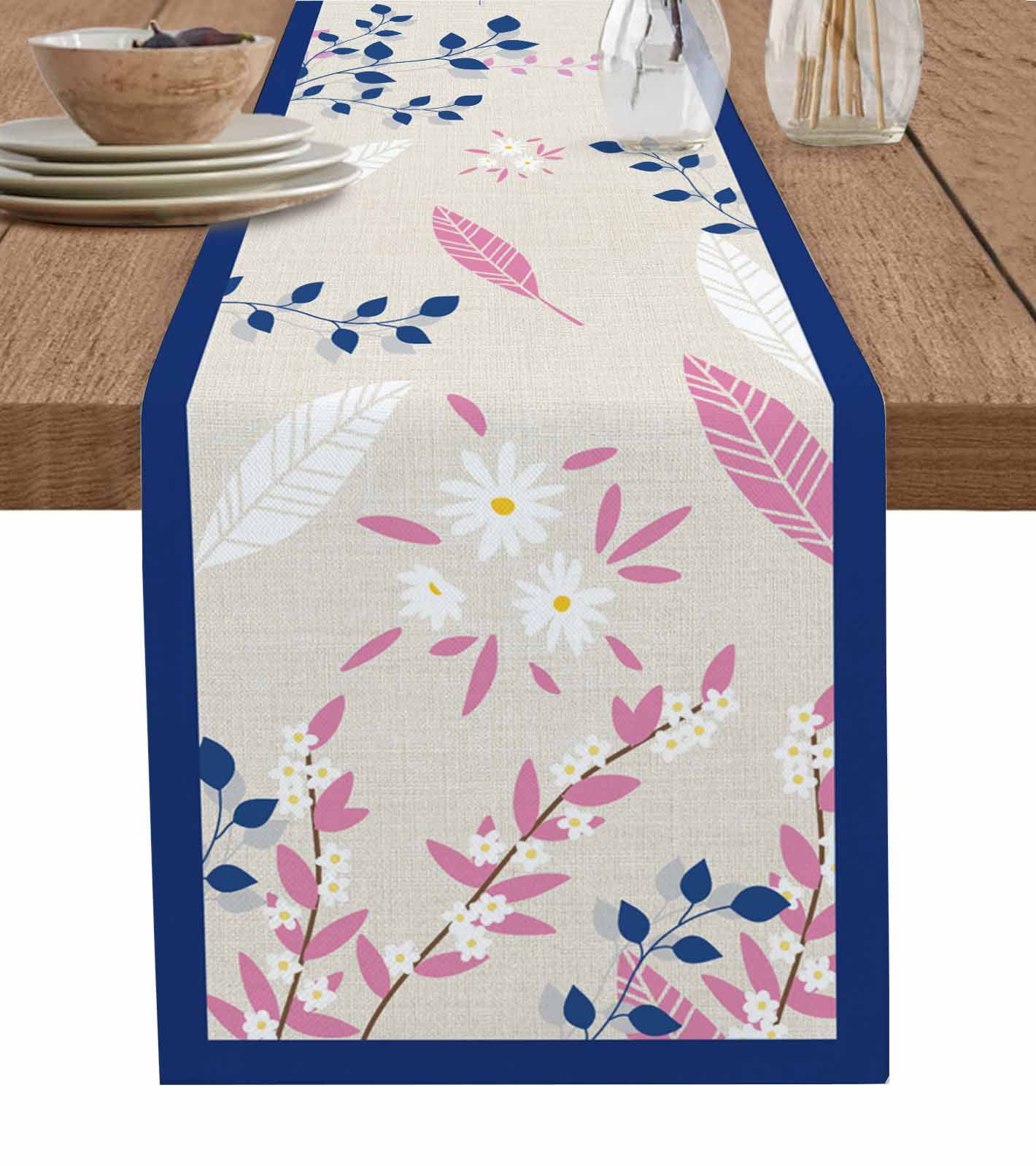Abstract Plants Leaves Flowers Table Runner Luxury Wedding r Table ...