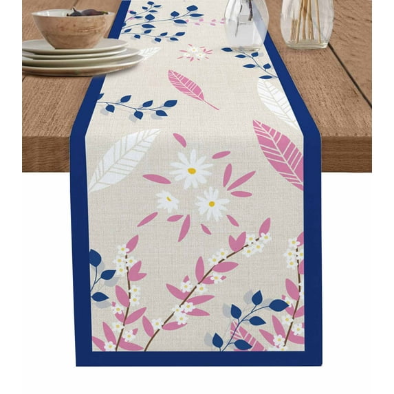 Abstract Plants Leaves Flowers Table Runner Luxury Wedding r Table ...