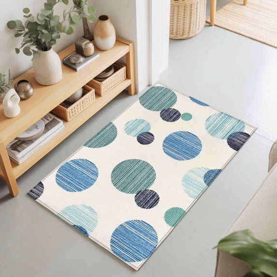 Abstract Polka Dot Geometric Rectangle Rug 2'x3' Gradient Blue Wave ...
