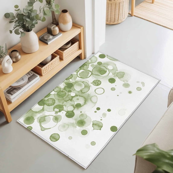 Abstract Polka Dot Minimalist Art Rectangle Rug 2'x3' Sage Green Ink ...