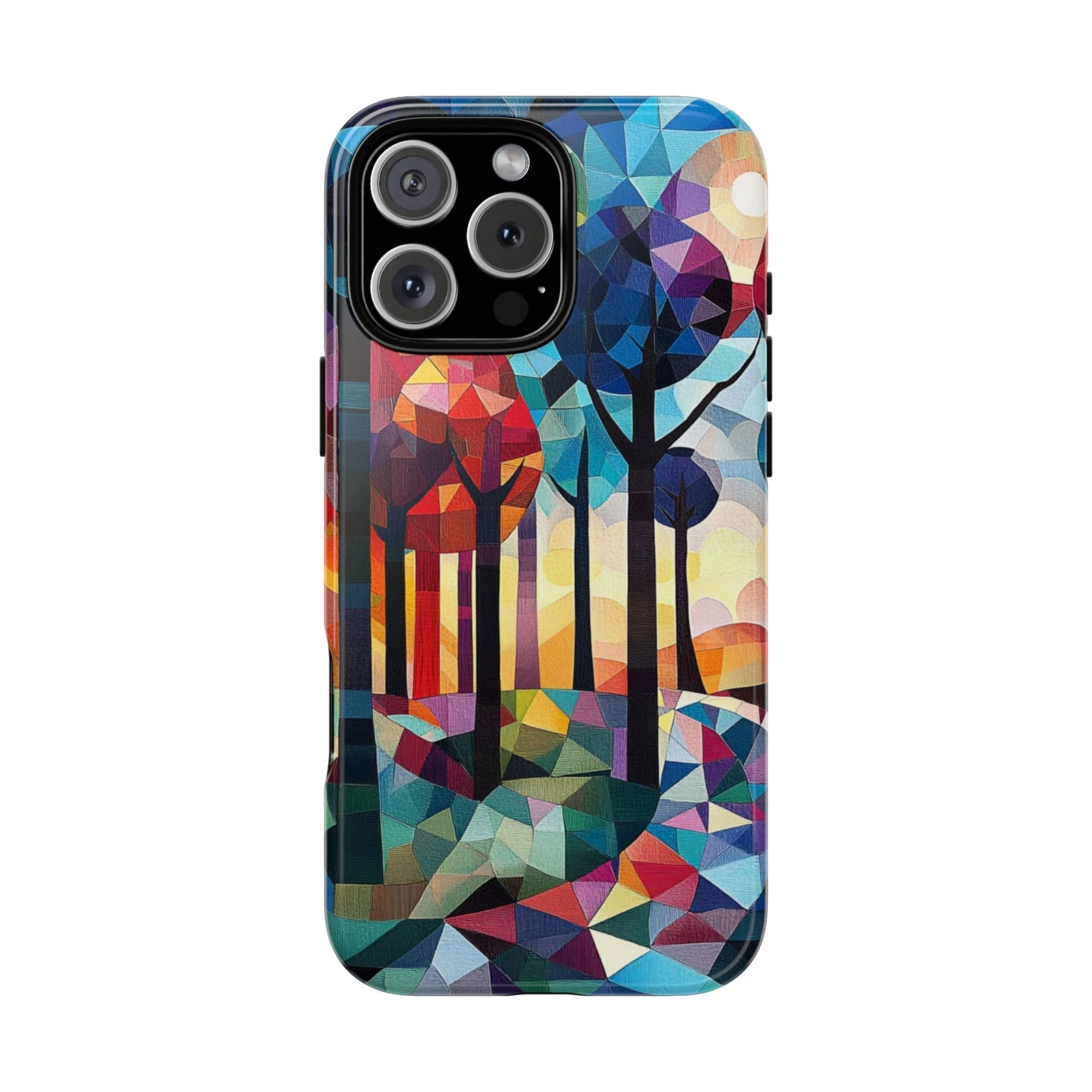 Abstract Polygon Forest Scenery Themed Phone Case with iPhone 17 to 11 ...