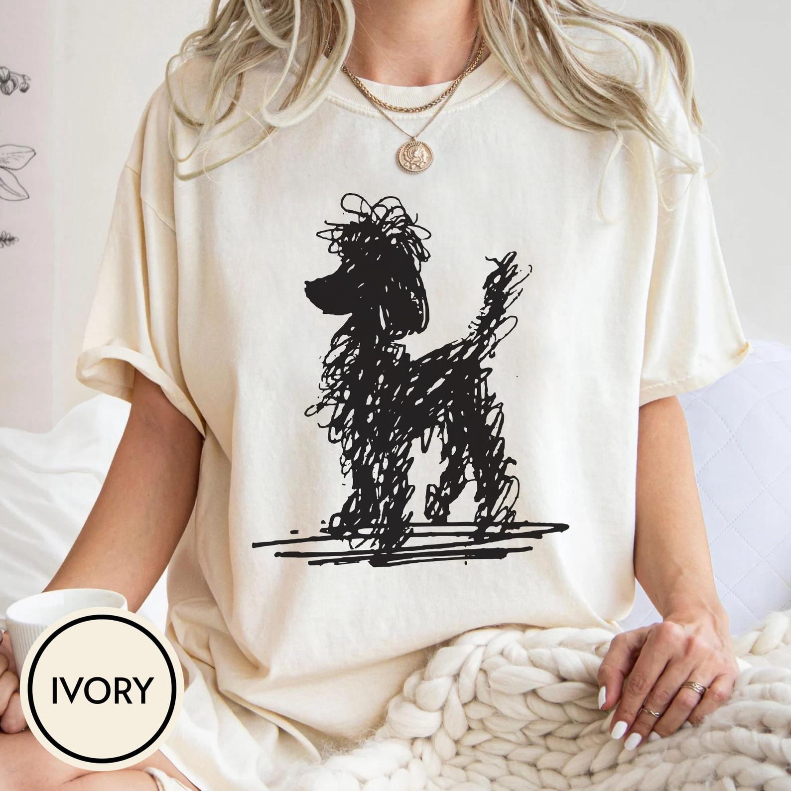 Abstract Poodle Line Art T-Shirt, Graphic Poodle Lover Shirt ...
