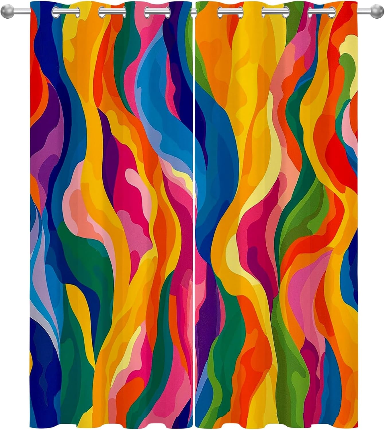 Abstract Pop Art Blackout Curtains, Colorful Modern Pattern Window ...