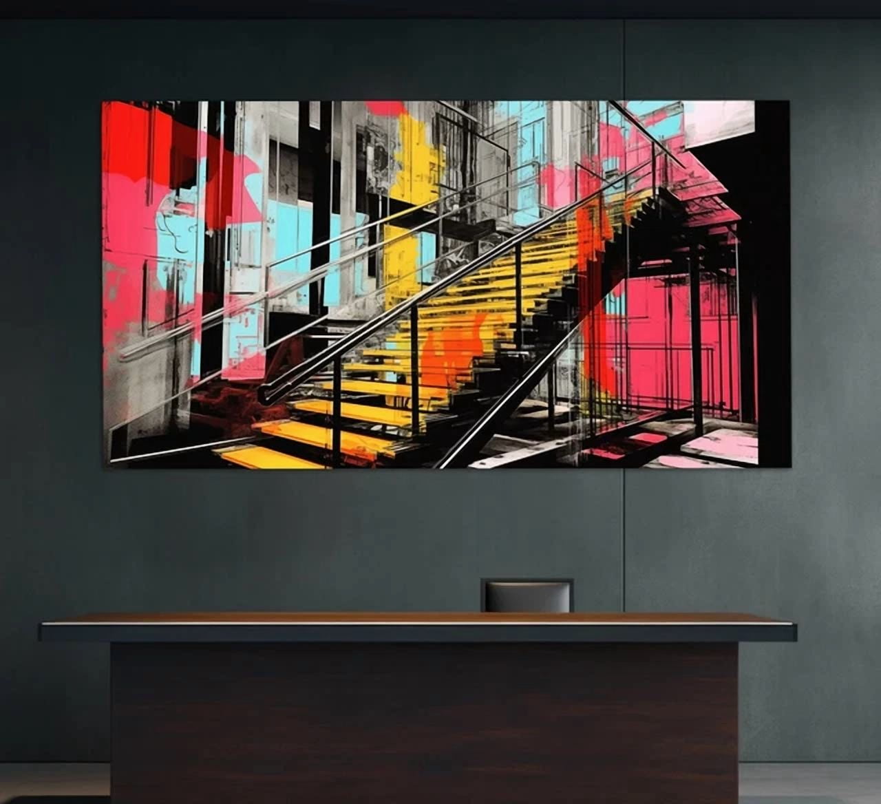 Abstract Pop Art Staircase Paint Wall Art Home Decor Vintage Gift ...