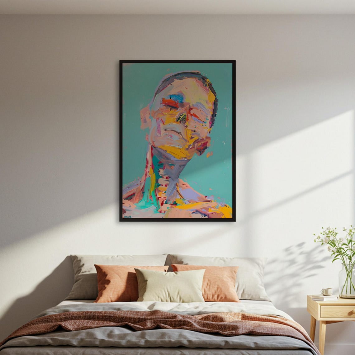 Abstract Portrait Art Print, Colorful Face Poster, Expressive Wall Decor, Modern Figurative Art ...