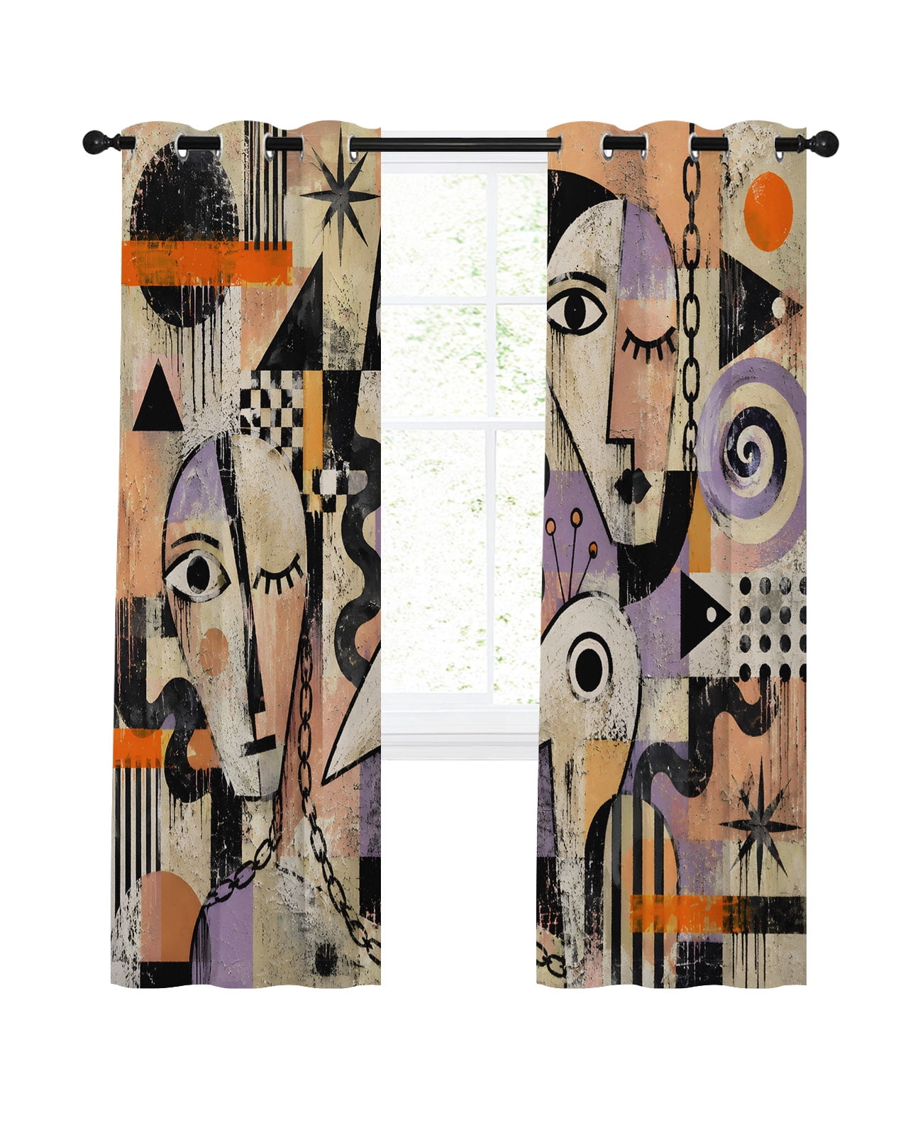 Abstract Portrait Faces Blackout Curtains for Bedroom Living Room ...