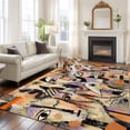 Abstract Portrait Faces Washable Area Rug 5x8 Vintage Black Yellow ...