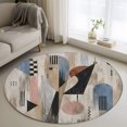 Abstract Portrait Profile 3FT Round Area Rug Vintage Blue Tan Black ...