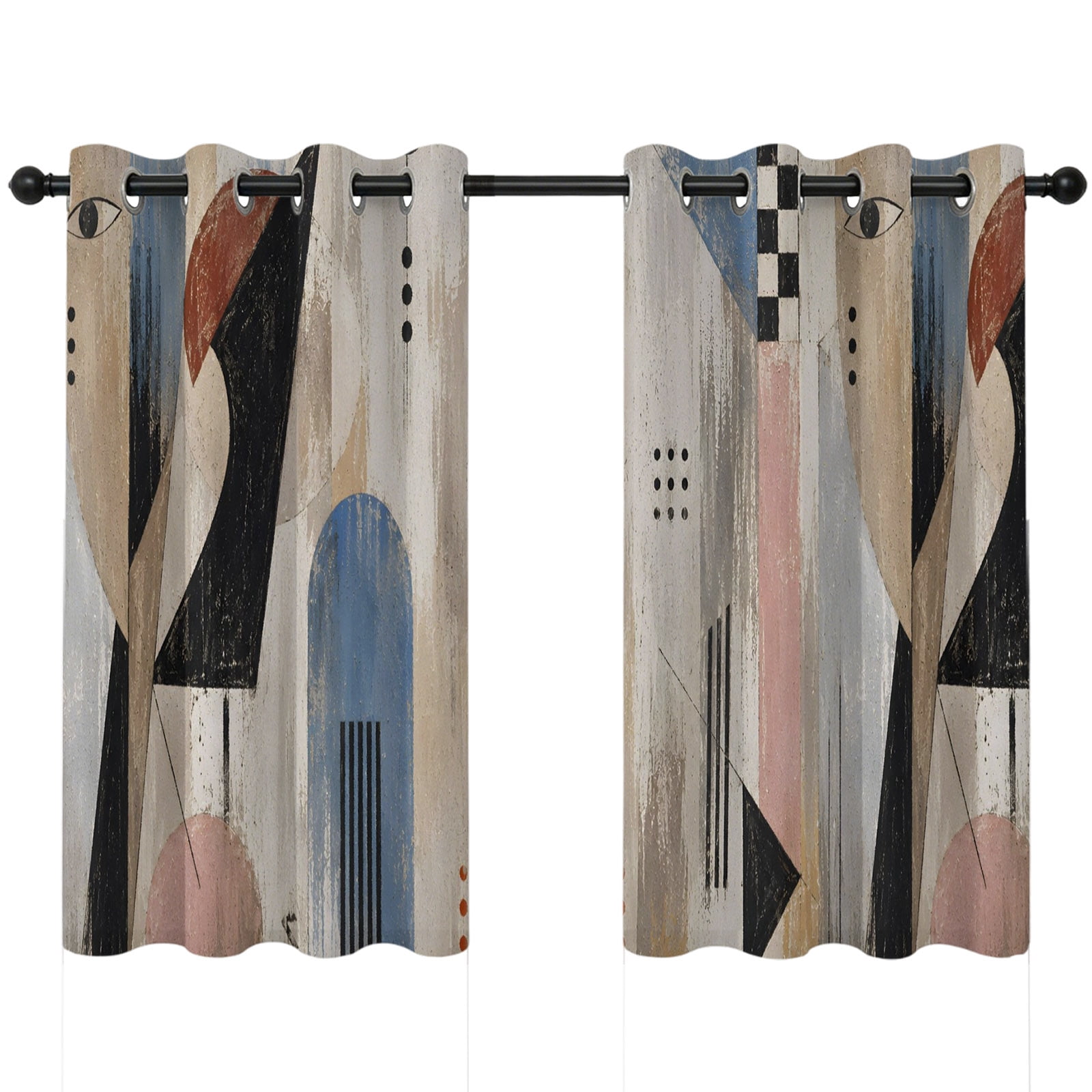 Abstract Portrait Profile Blackout Curtains 45 Inches Long, Vintage ...